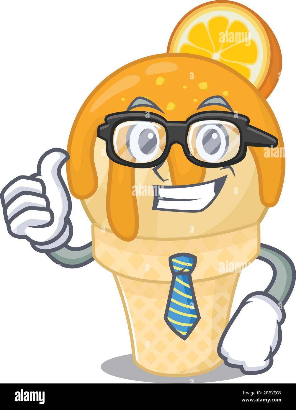 An elegant orange ice cream Businessman mascot design wearing glasses ...