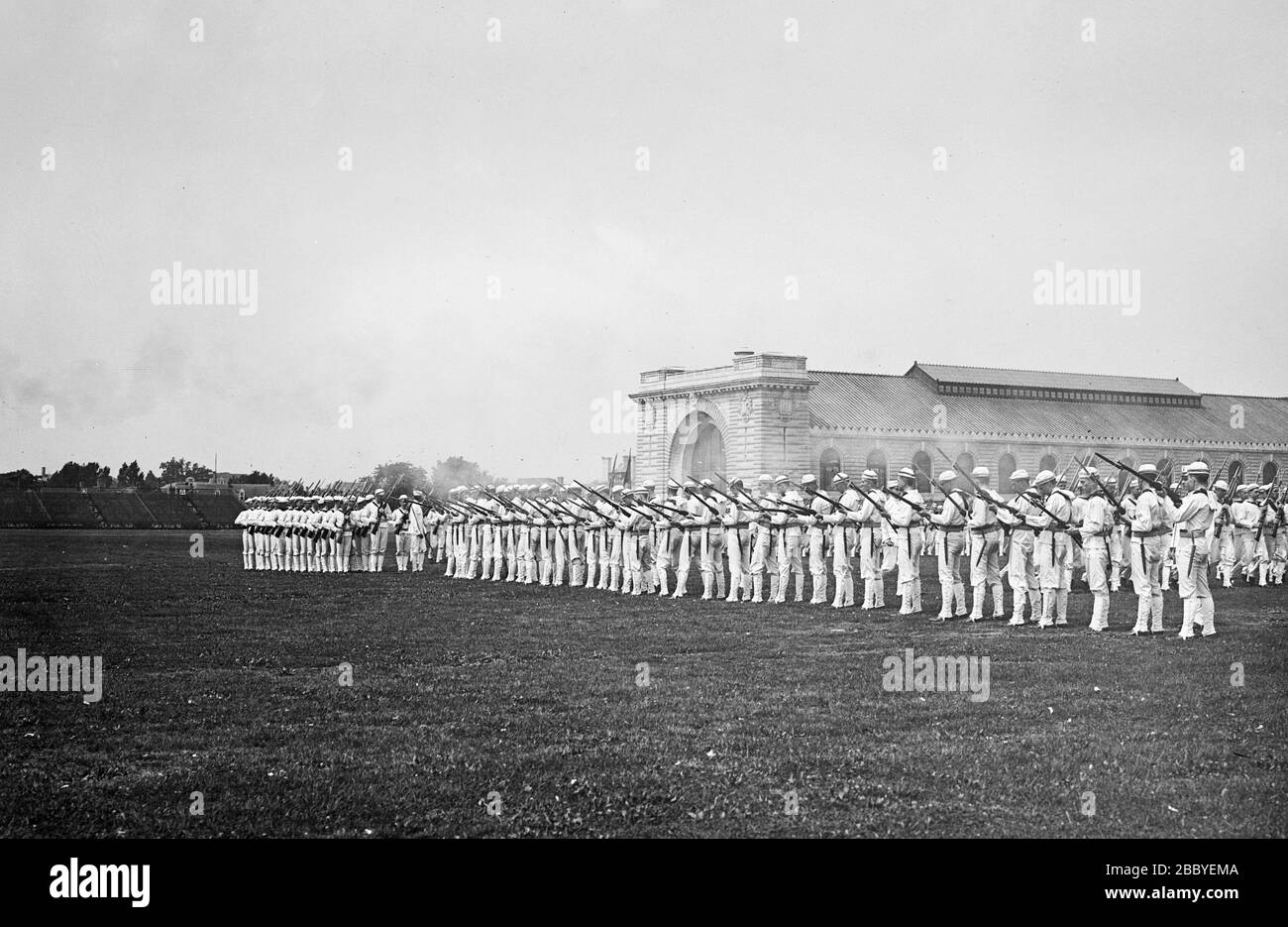 Drill in front of the Armory (Dahlgren Hall) on the campus of the ...