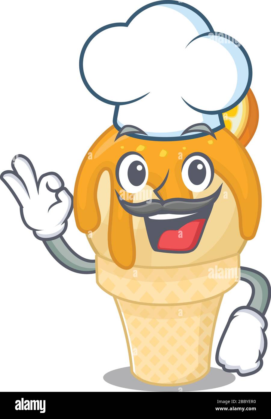 Orange ice cream chef cartoon design style wearing white hat Stock ...