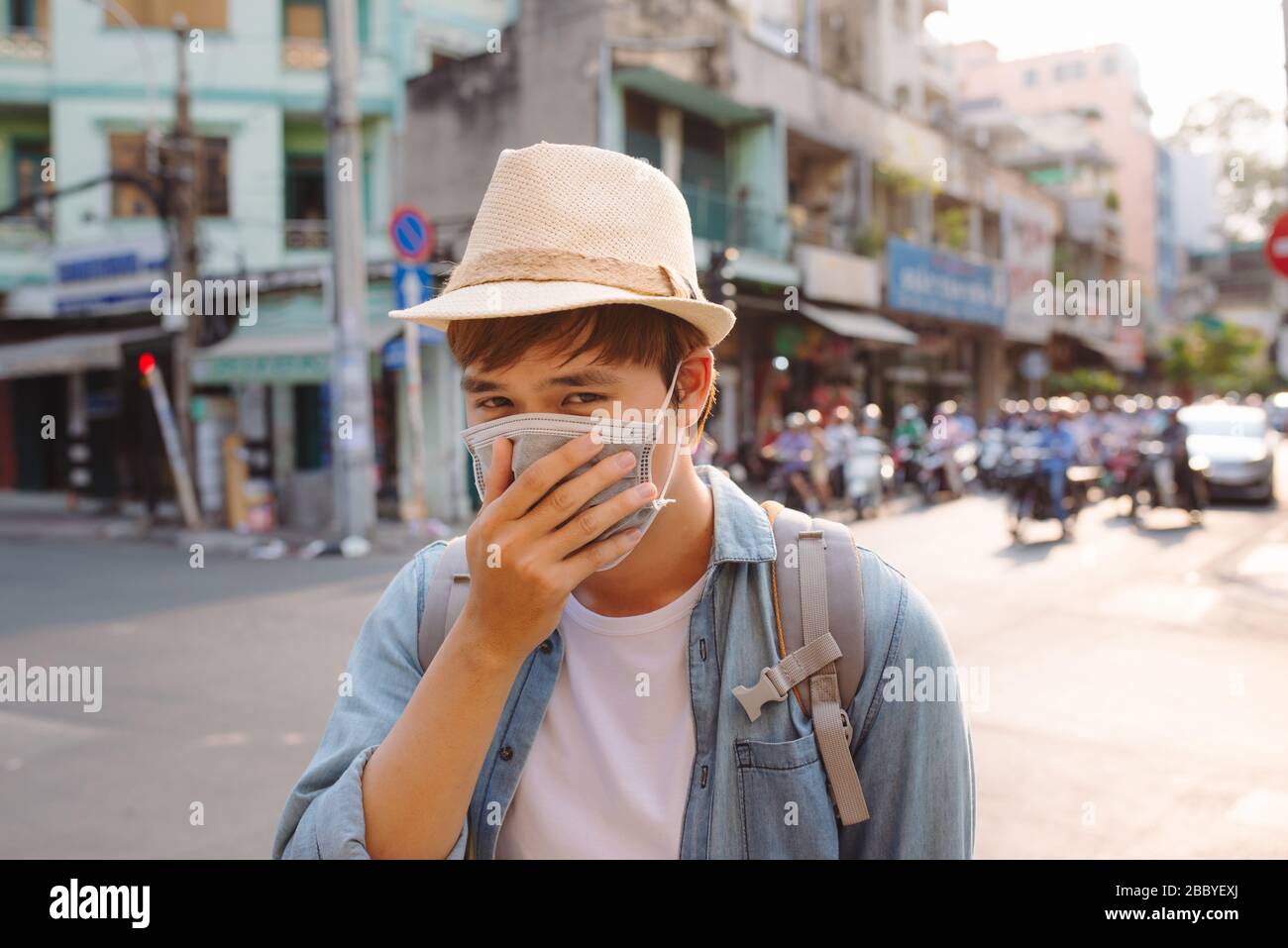 Vietnamese wearing face masks due to the pollution situation in Ho Chi ...