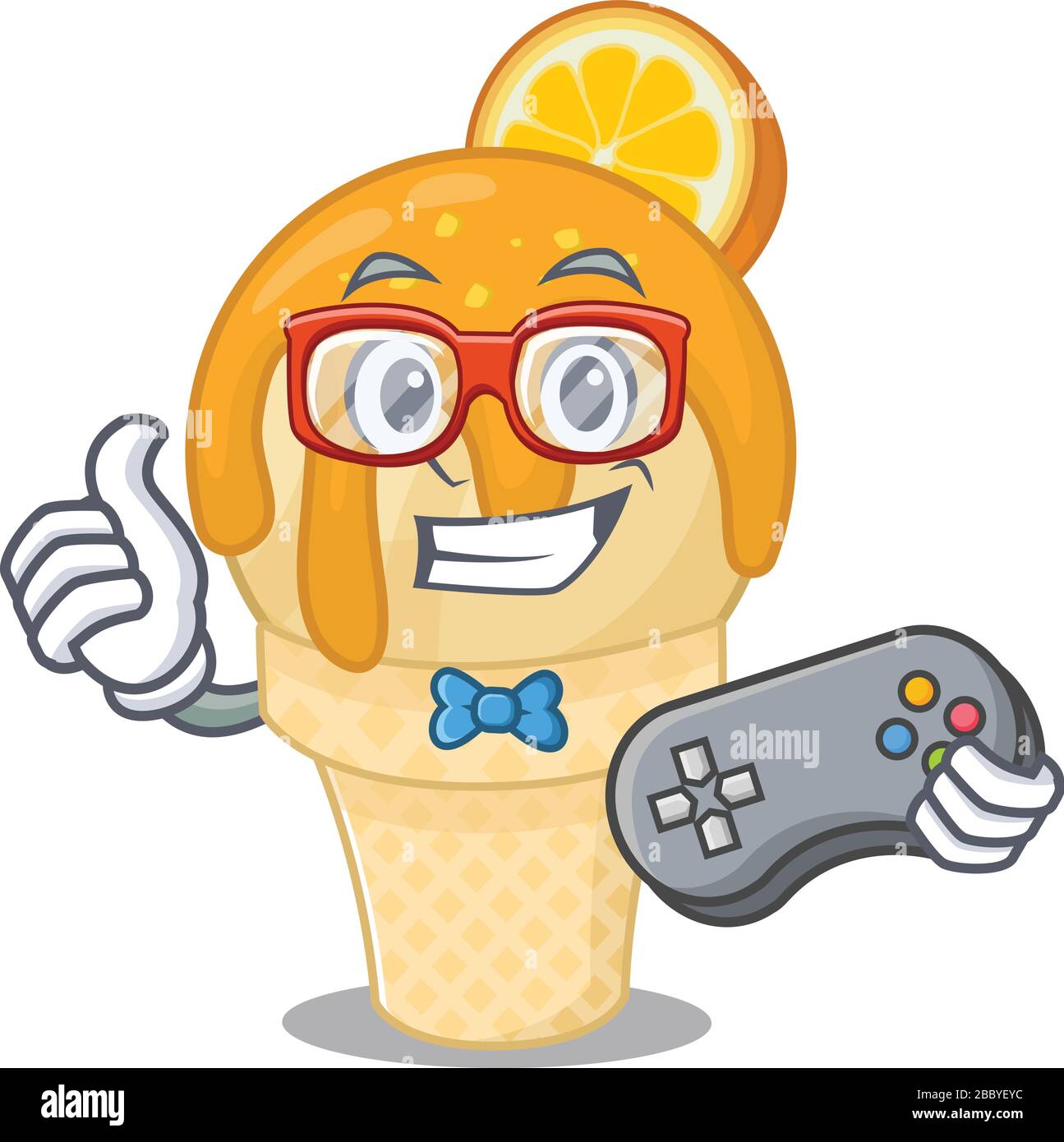 Mascot design concept of orange ice cream gamer using controller Stock ...