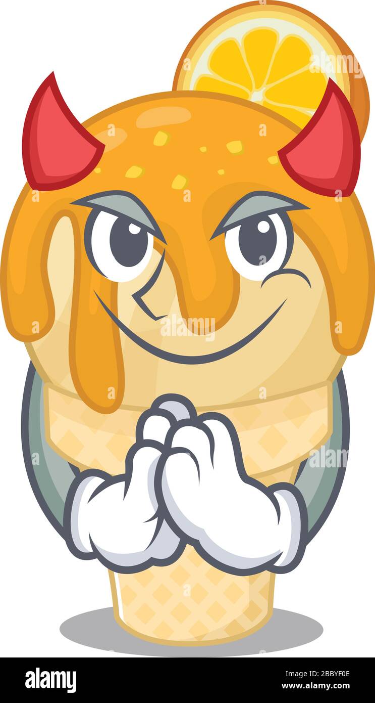 Orange ice cream dressed as devil cartoon character design style Stock ...