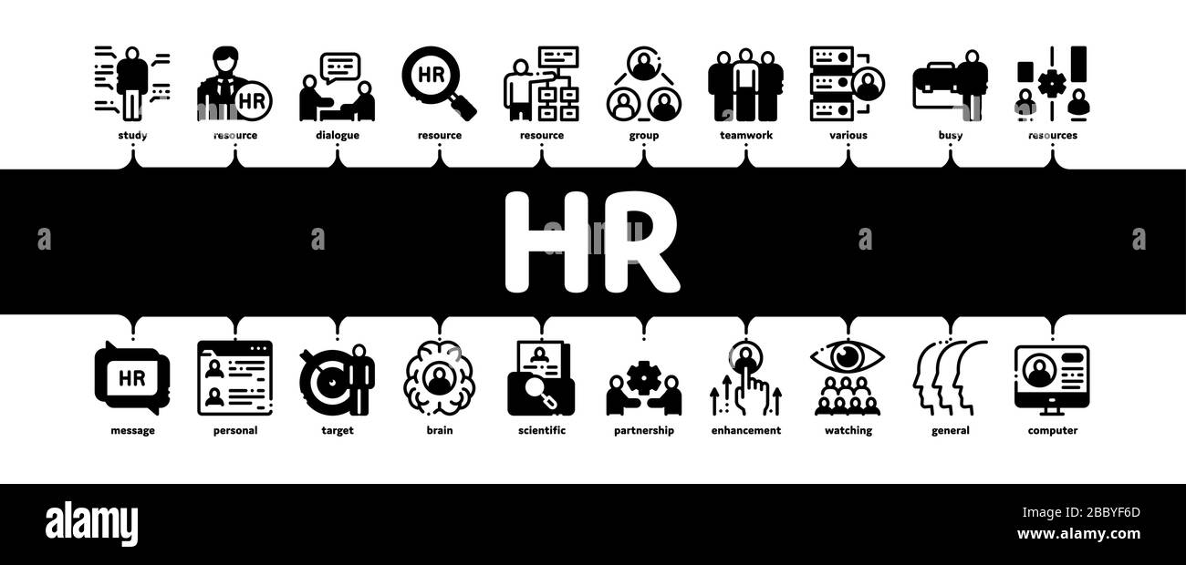 Hr Human Resources Minimal Infographic Banner Vector Stock Vector Image ...