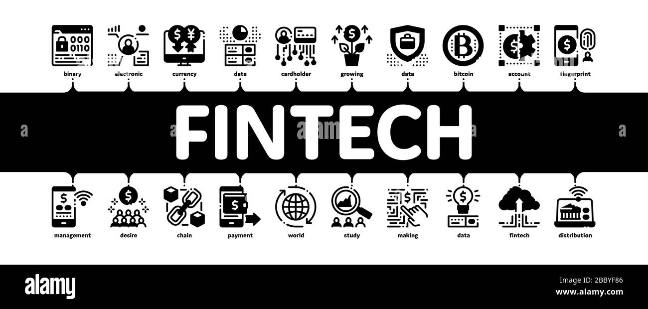 Fintech Innovation Minimal Infographic Banner Vector Stock Vector Image ...