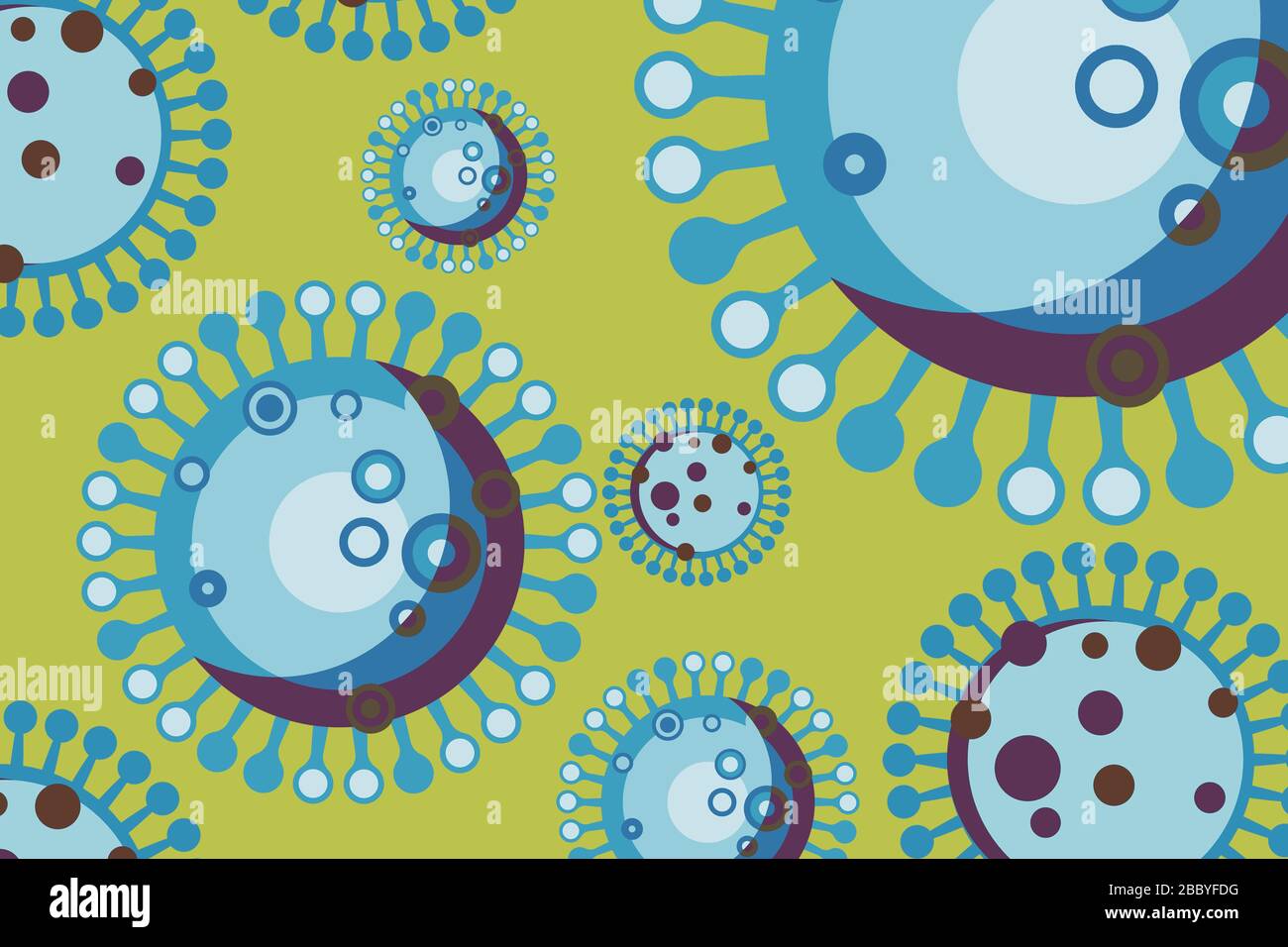 Microscopic view of a infectious virus. Medical 2D illustration Stock ...