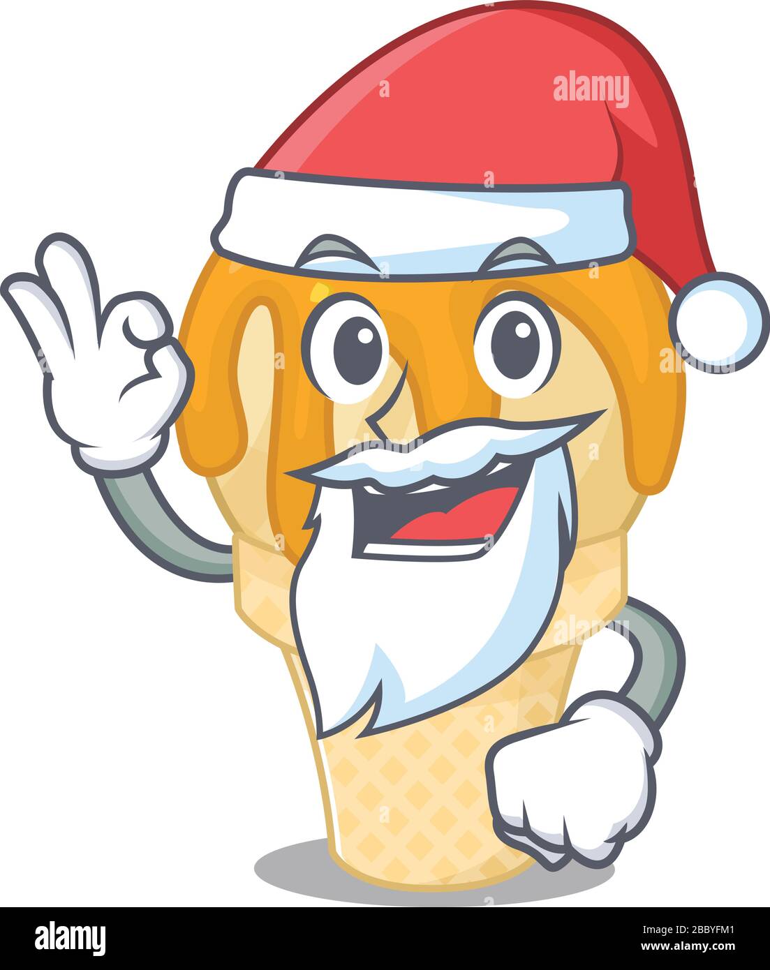 orange ice cream Santa cartoon character with cute ok finger Stock ...