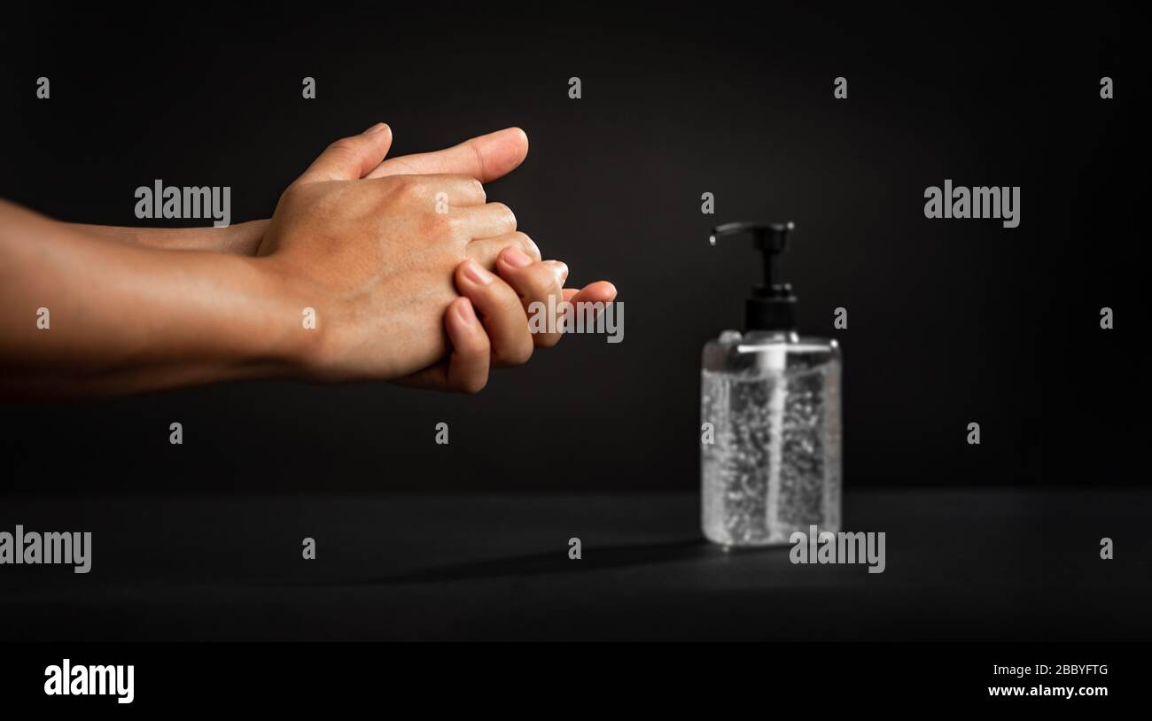 Alcohol gel cleaner,Preventing disease, Covid 19,Hand pressing ...
