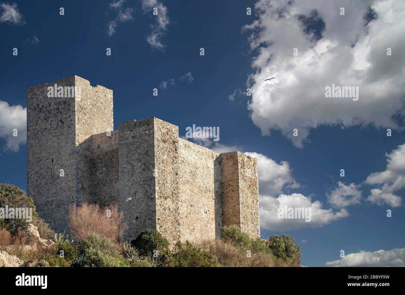 The Rocca Aldobrandesca of Talamone, Grosseto, Tuscany, Italy, against ...