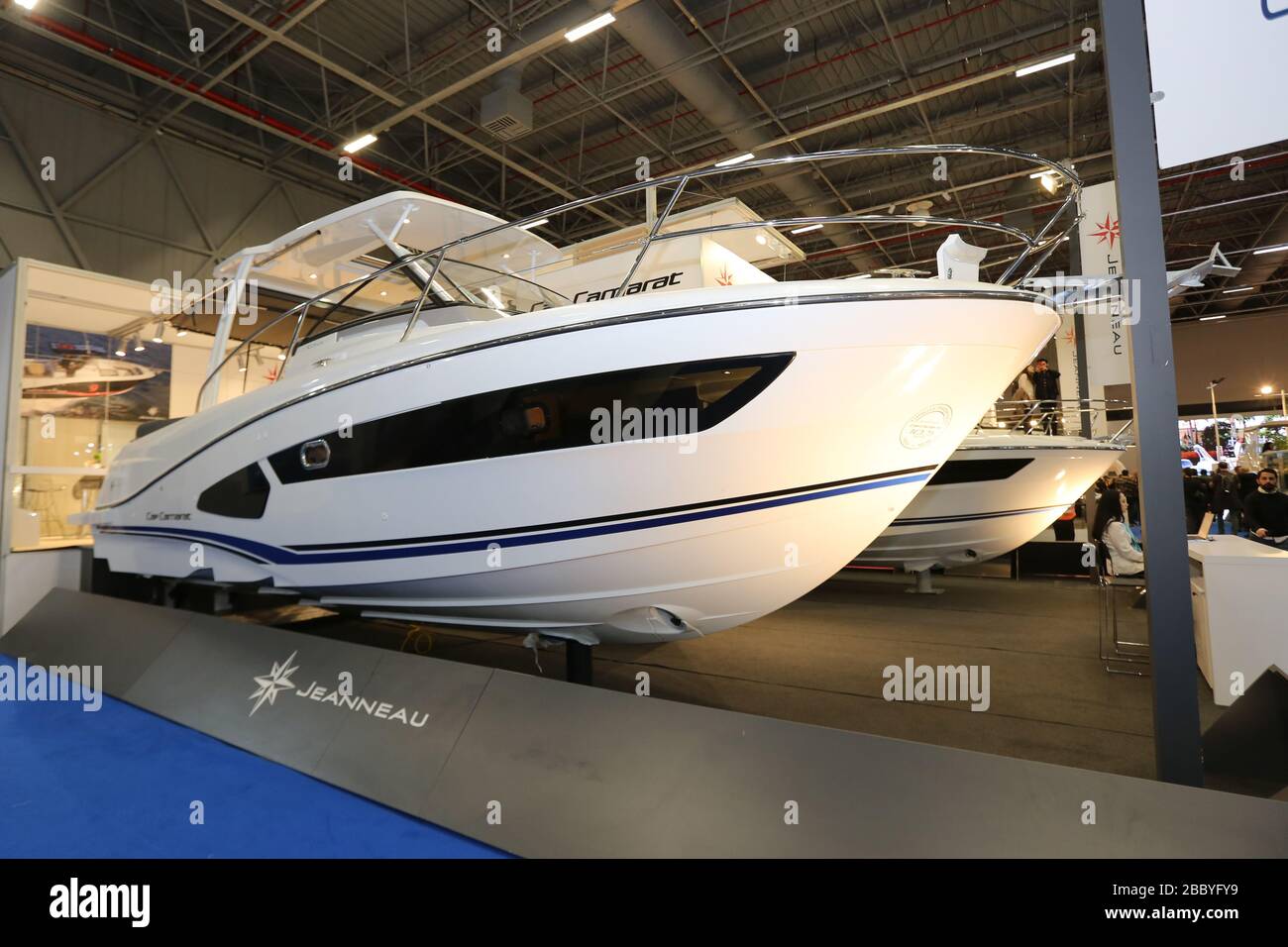 ISTANBUL, TURKEY - FEBRUARY 22, 2020: Cap Camarat boat on display at ...