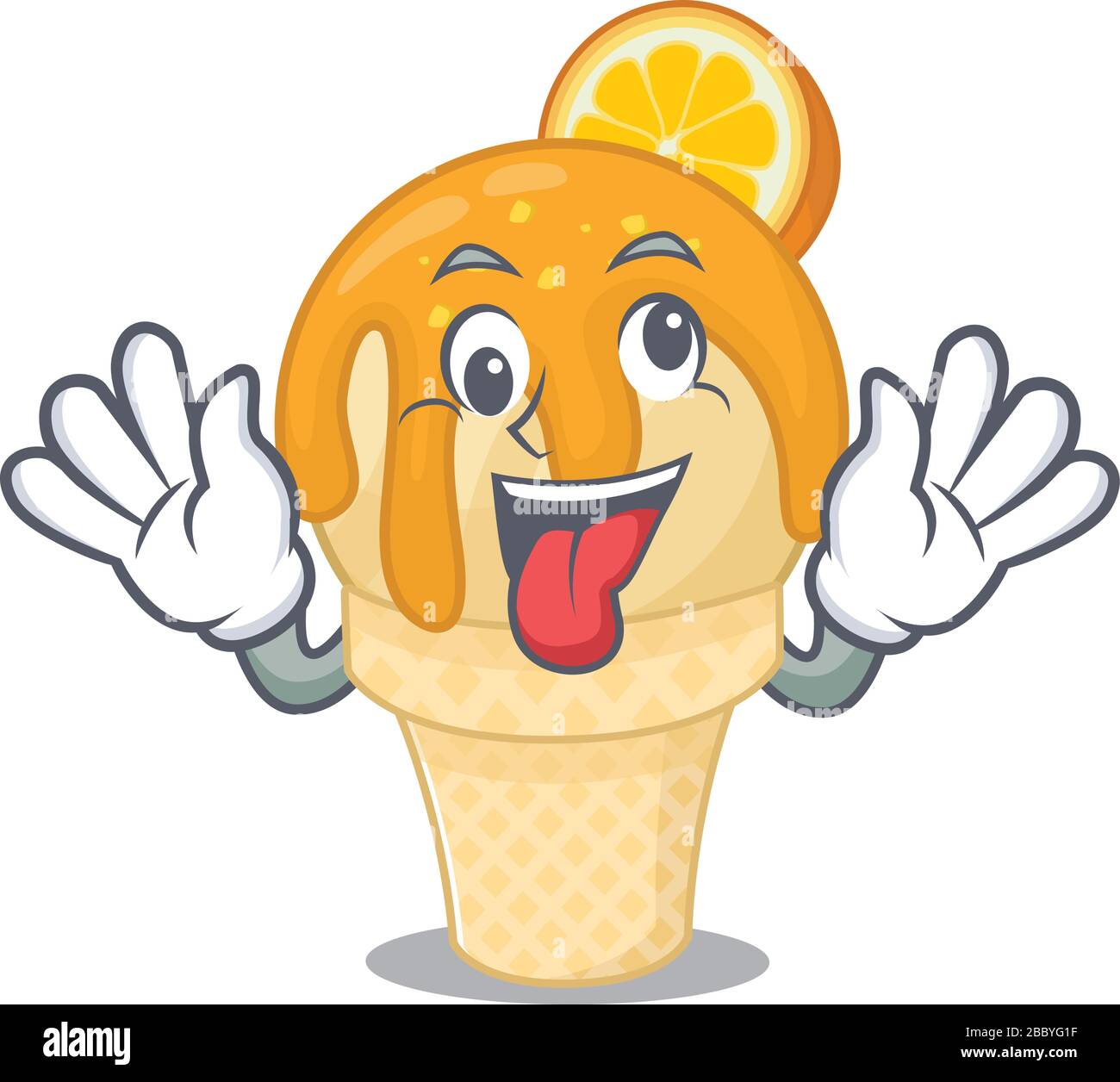 A cartoon design of orange ice cream having a crazy face Stock Vector ...