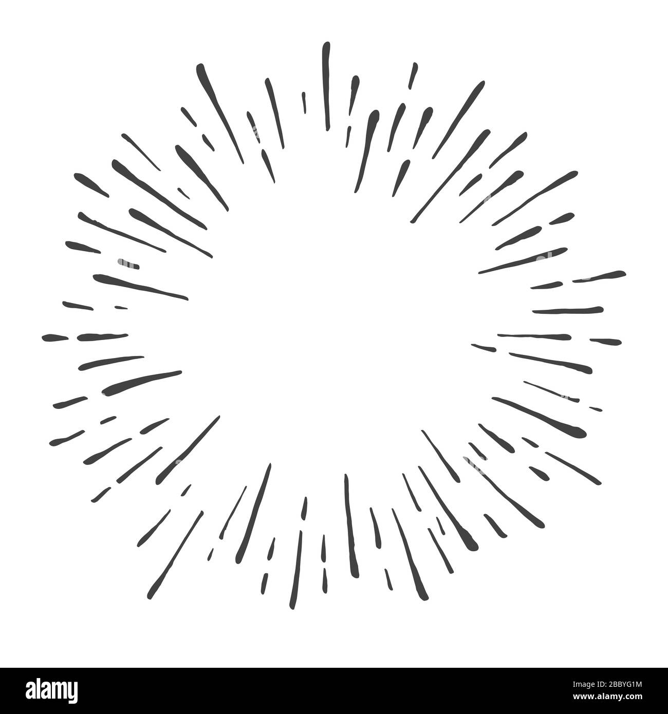 Hand Drawn Sunburst Explosion Vector Illustration Isolated On White