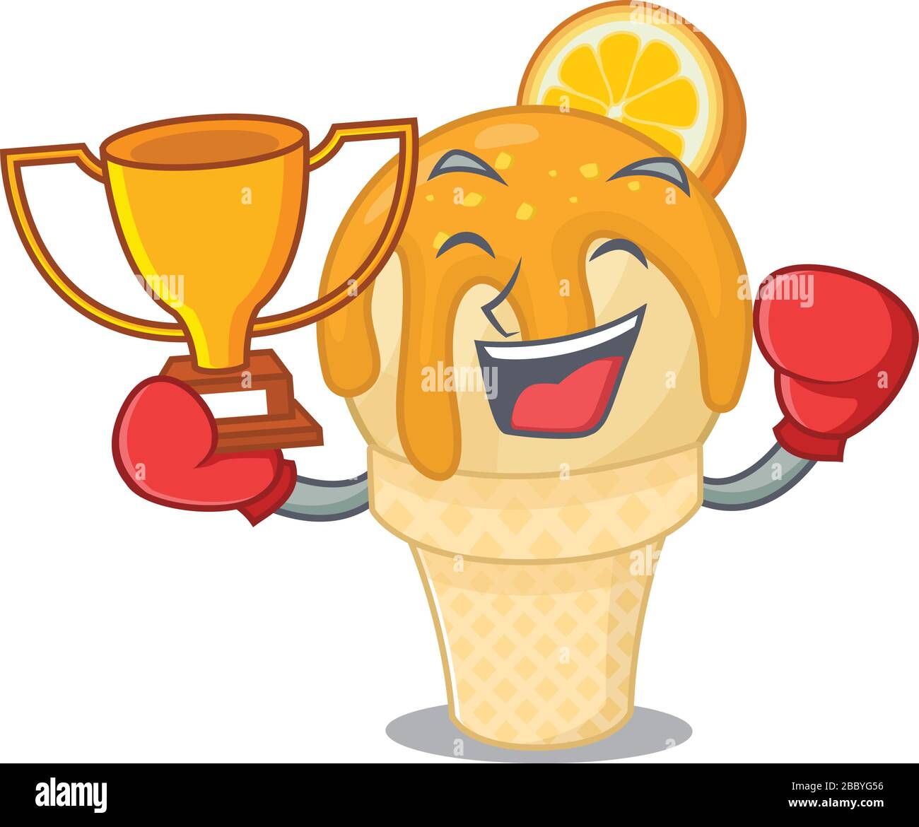 An elegant boxing winner of orange ice cream mascot design style Stock ...