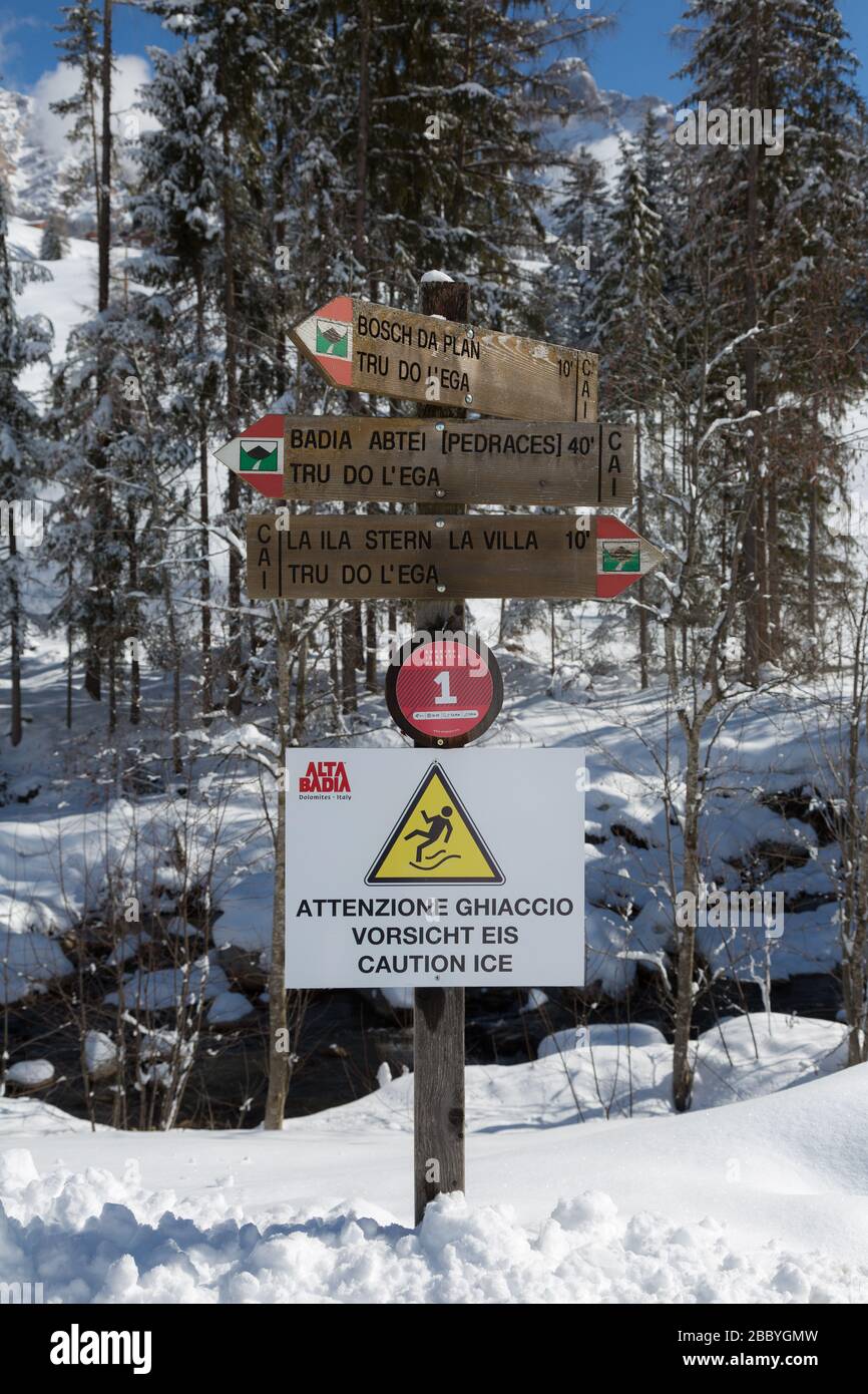 Wooden Directional Signs for Walks in the Italian Mountains of the ...