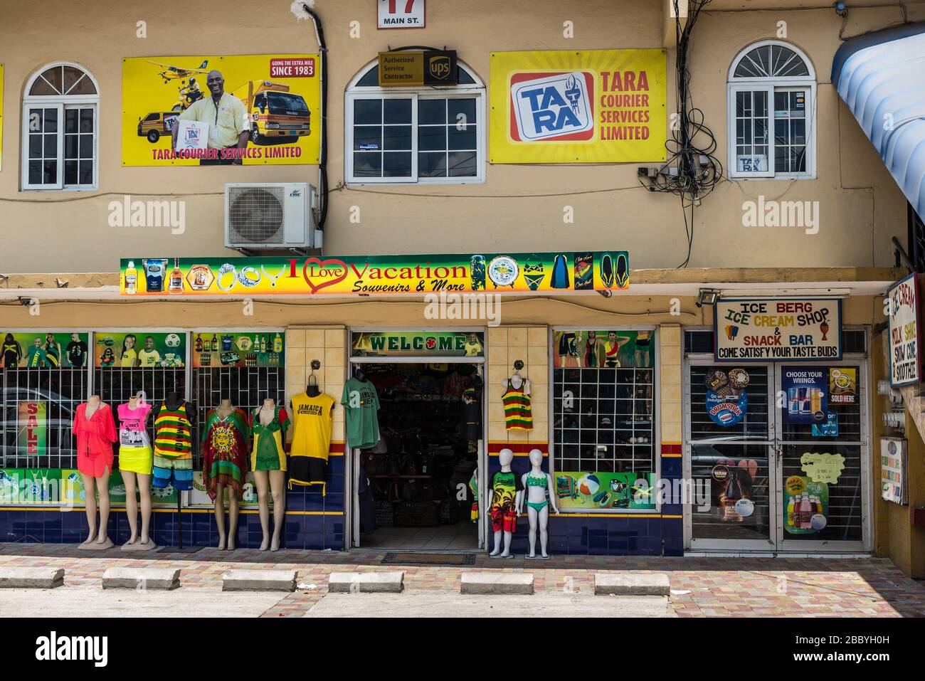 Ocho Rios, Jamaica - April 22, 2019: Street view of Ocho Rios at day ...
