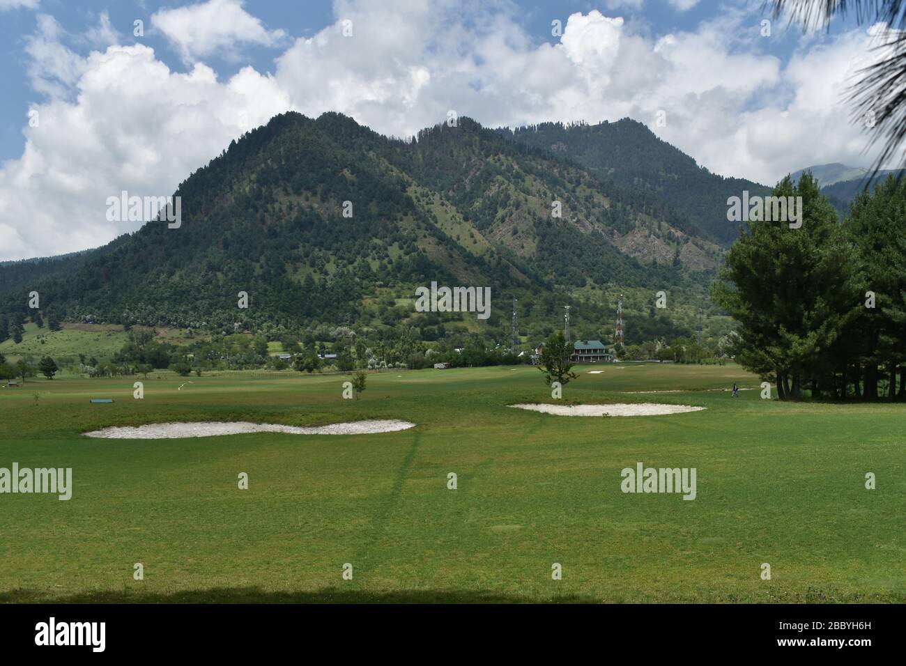 Beautiful Golf Course with Natural scenery at Pahalgam Kashmir,India ...