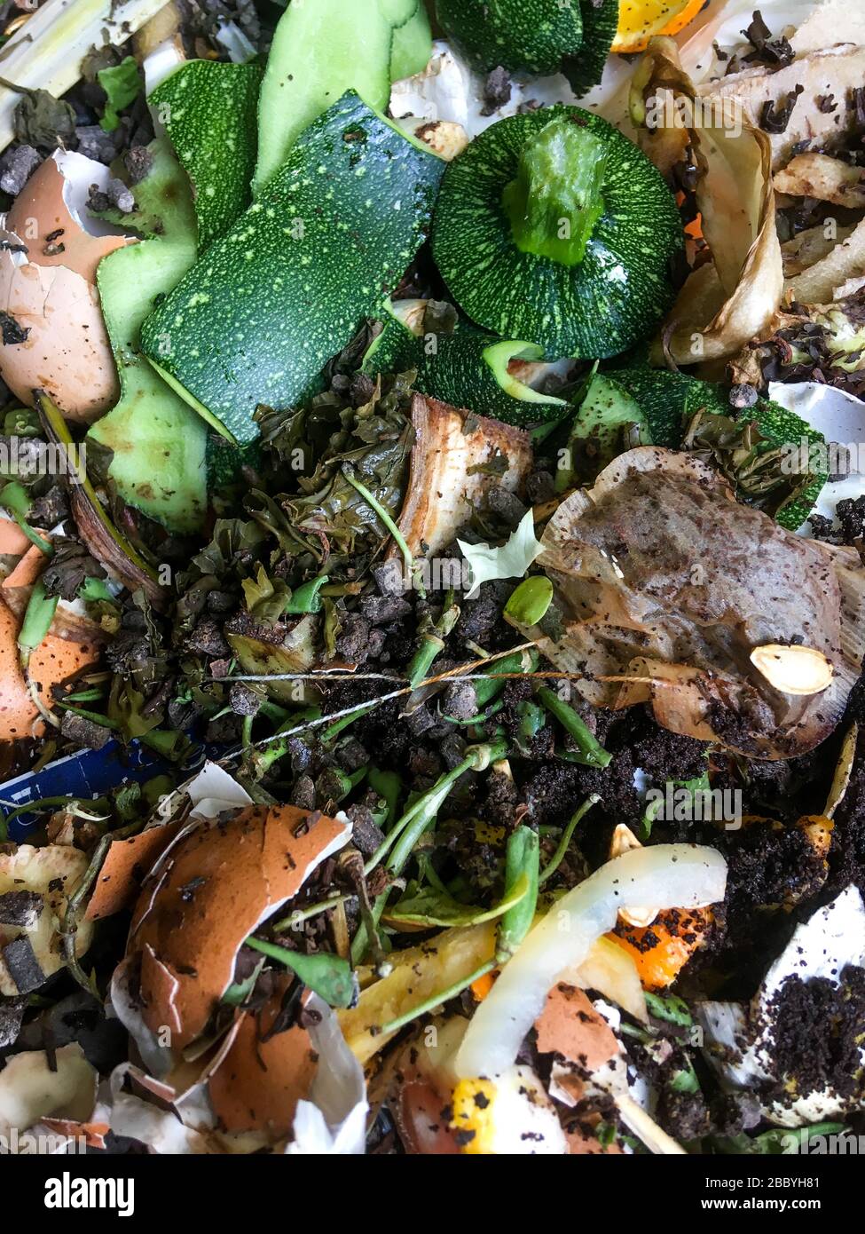 Fruits and vegetables decaying in a compost container, Lyon, France ...