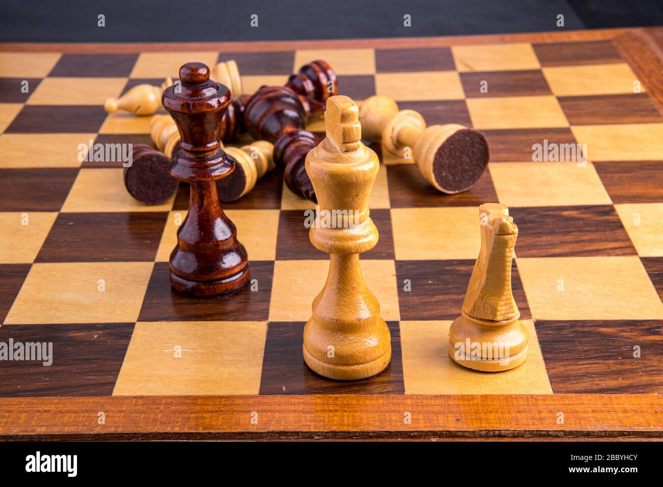 Checkmate on the chessboard with all pieces Stock Photo - Alamy