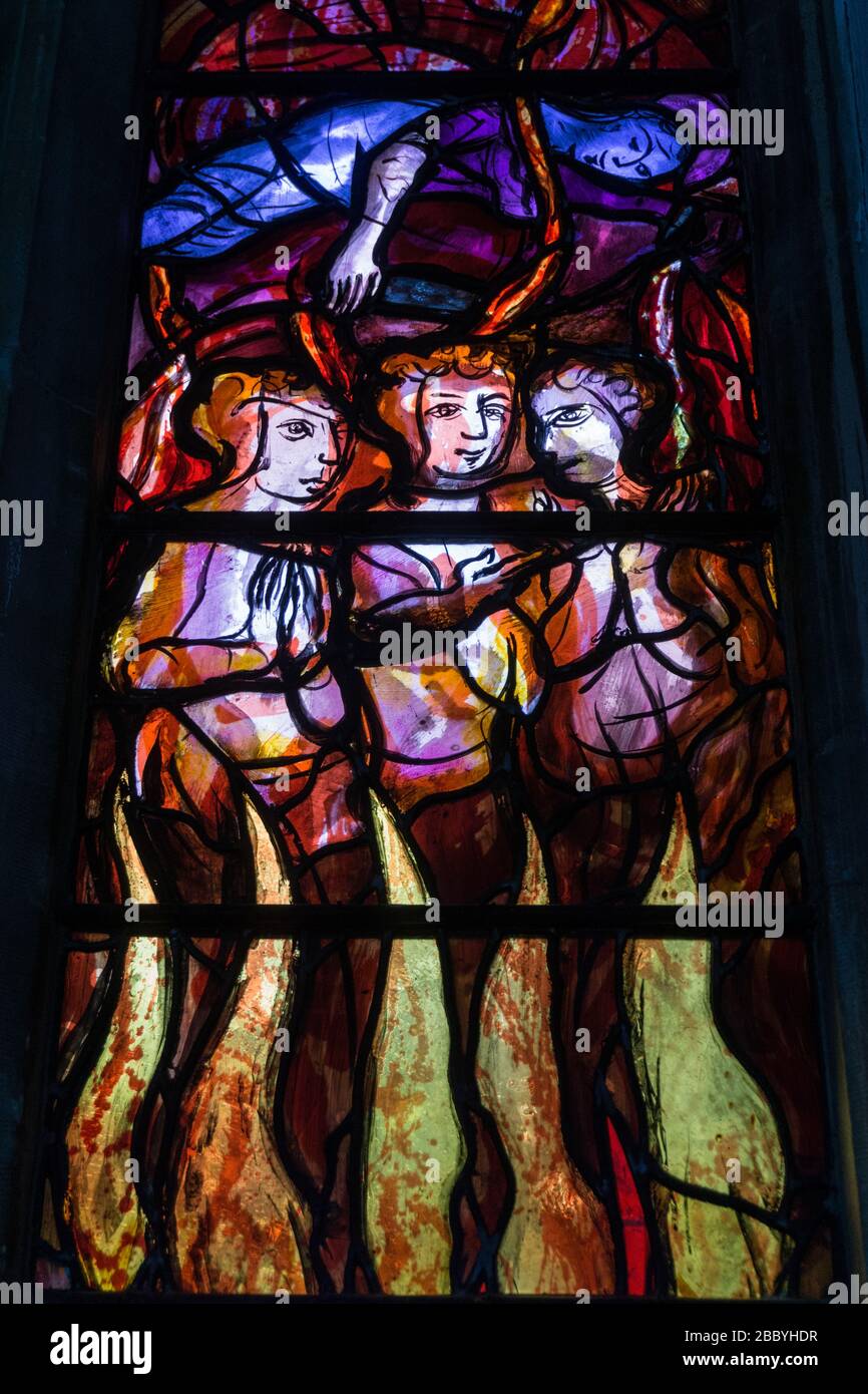 Memorial window, the Burning Fiery Furnace, to Benjamin Britten, by the ...