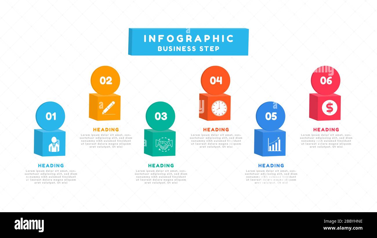 Infographic 3d box design work process for business planning. vector ...