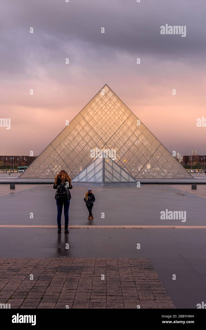 PARIS, FRANCE - MARCH 19, 2020: View of famous Louvre Museum with ...