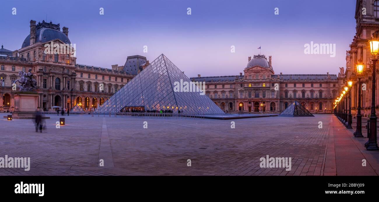 PARIS, FRANCE - MARCH 19, 2020: View of famous Louvre Museum with ...