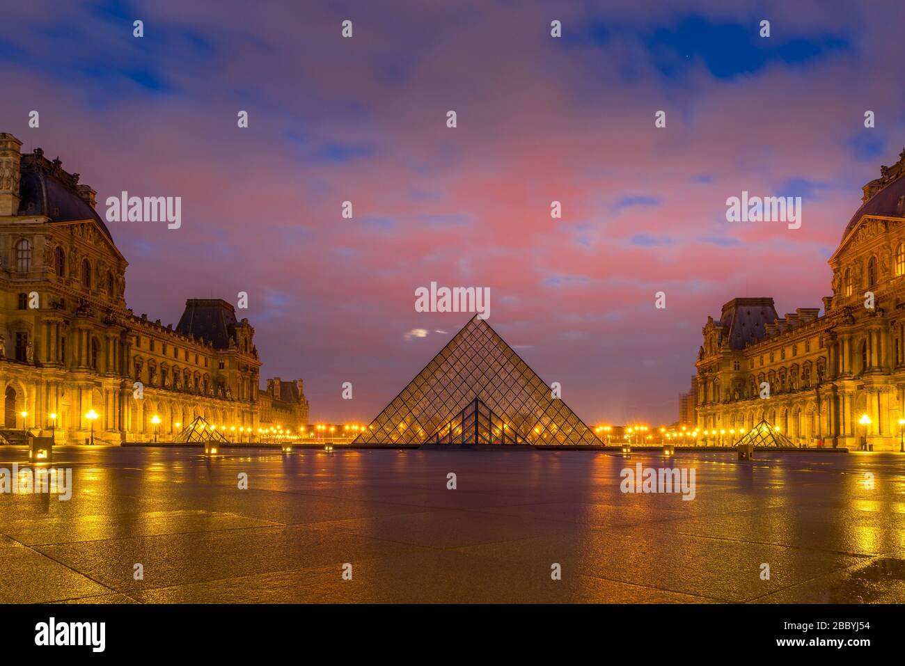 PARIS, FRANCE - MARCH 19, 2020: View of famous Louvre Museum with ...