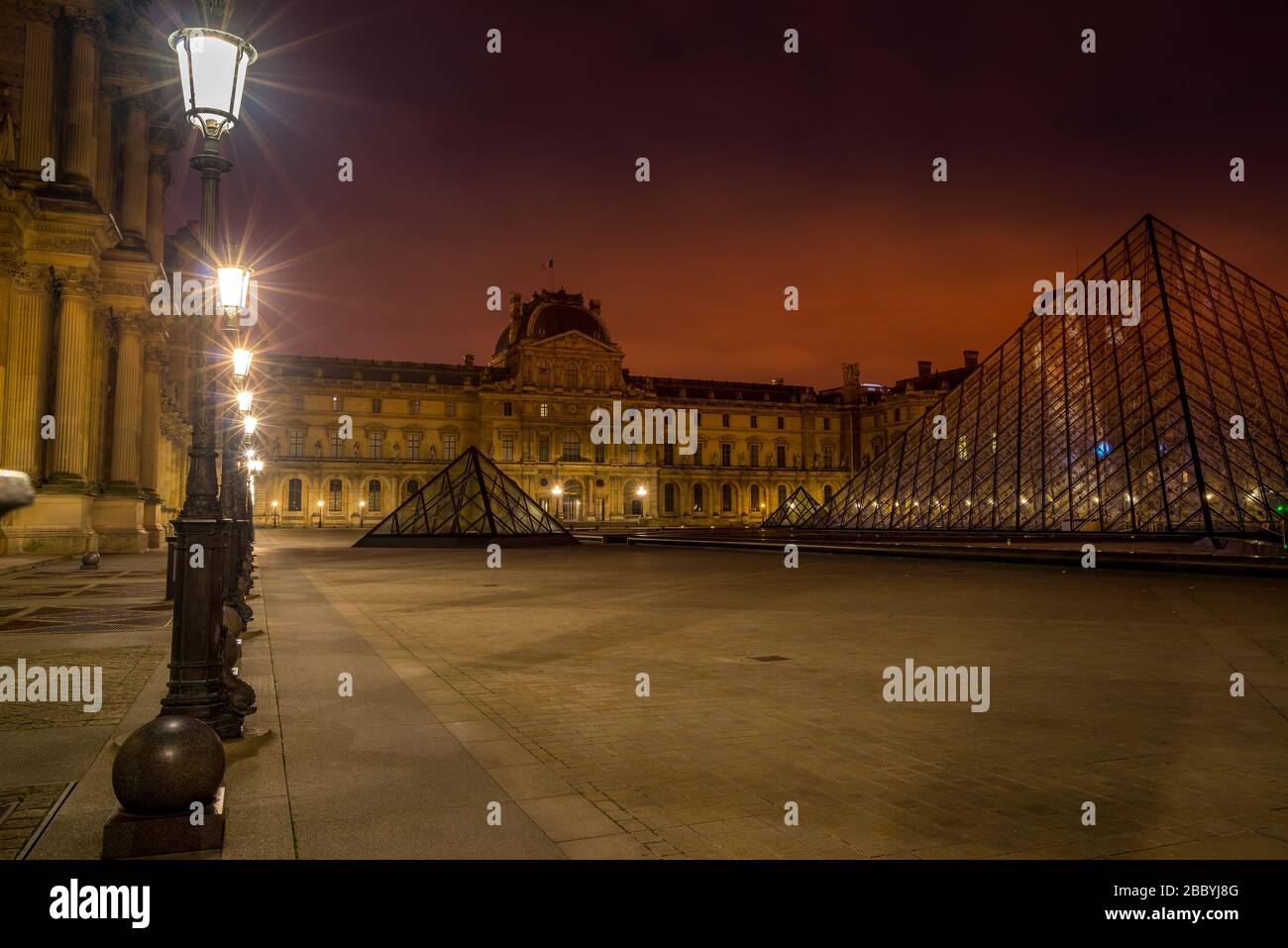 PARIS, FRANCE - MARCH 19, 2020: View of famous Louvre Museum with ...