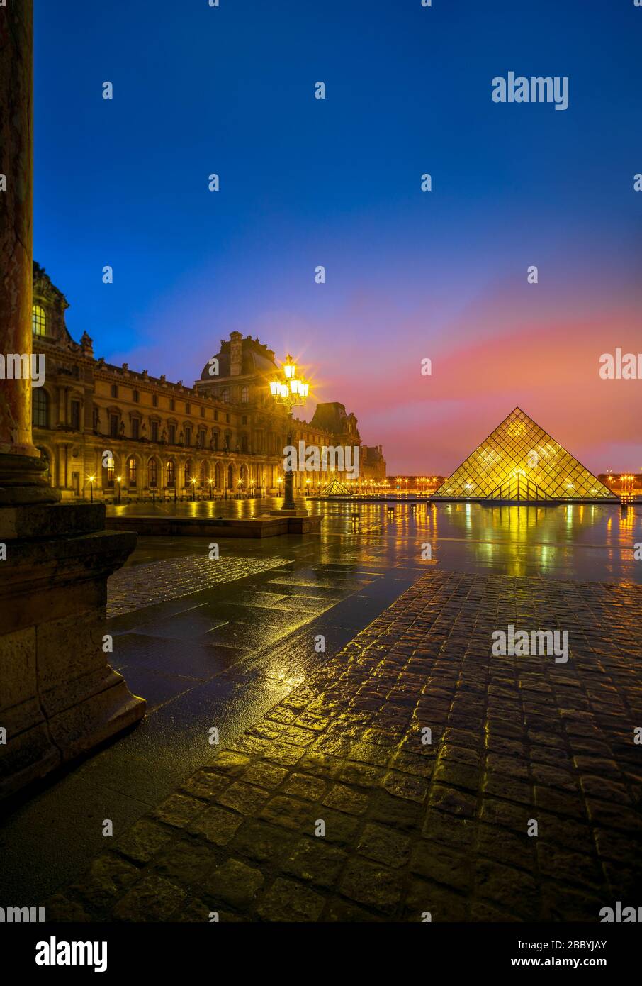 PARIS, FRANCE - MARCH 19, 2020: View of famous Louvre Museum with ...