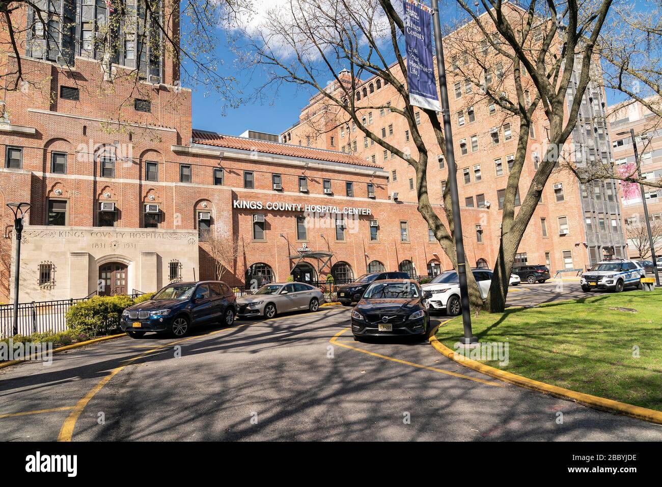 New York, United States. 01st Apr, 2020. View of Kings County Hospital ...