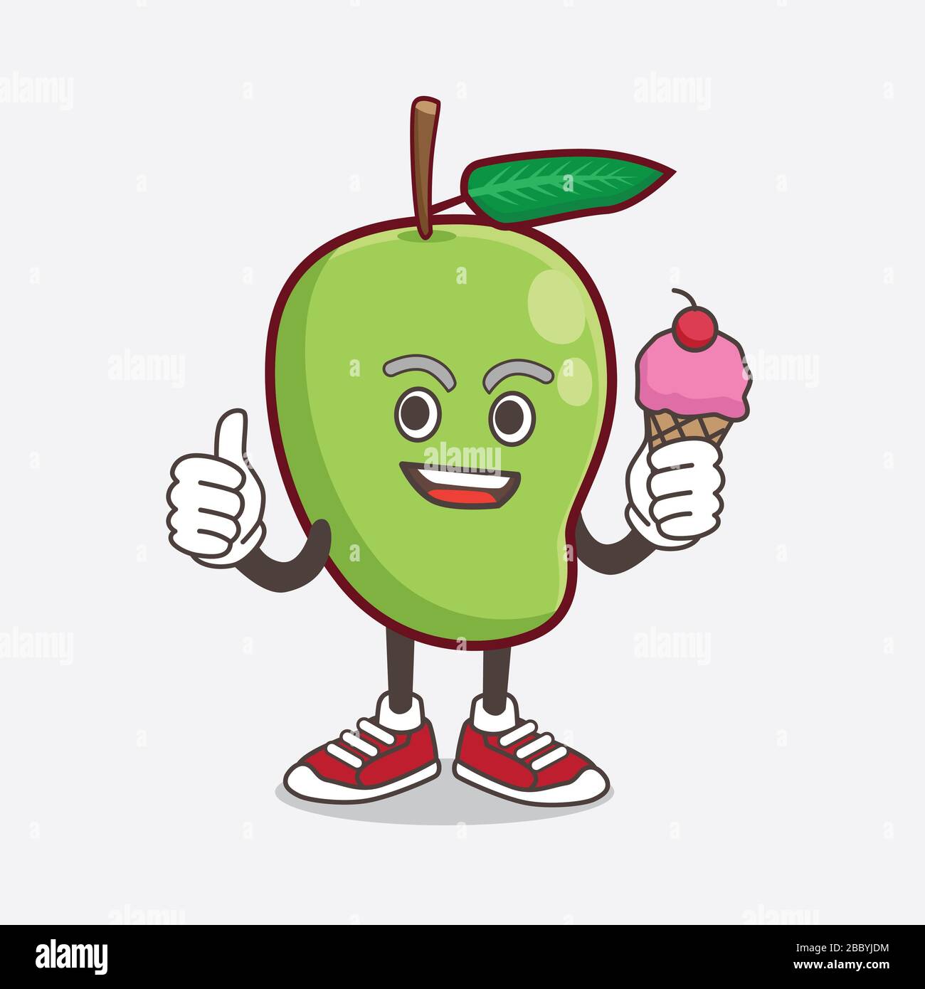 An illustration of Mango Fruit cartoon mascot character eating an ice ...