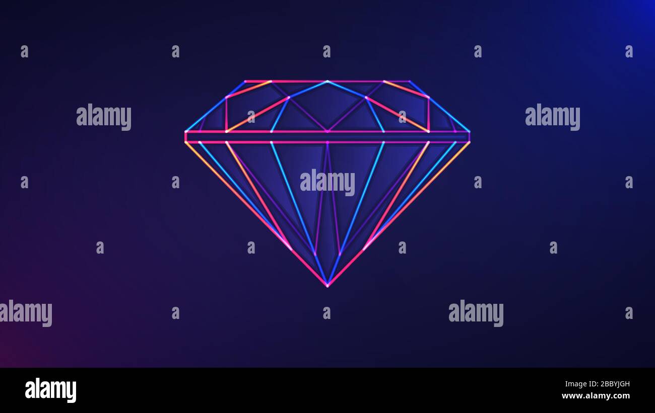 Diamond background. Vector illustration of glowing neon colored diamond ...