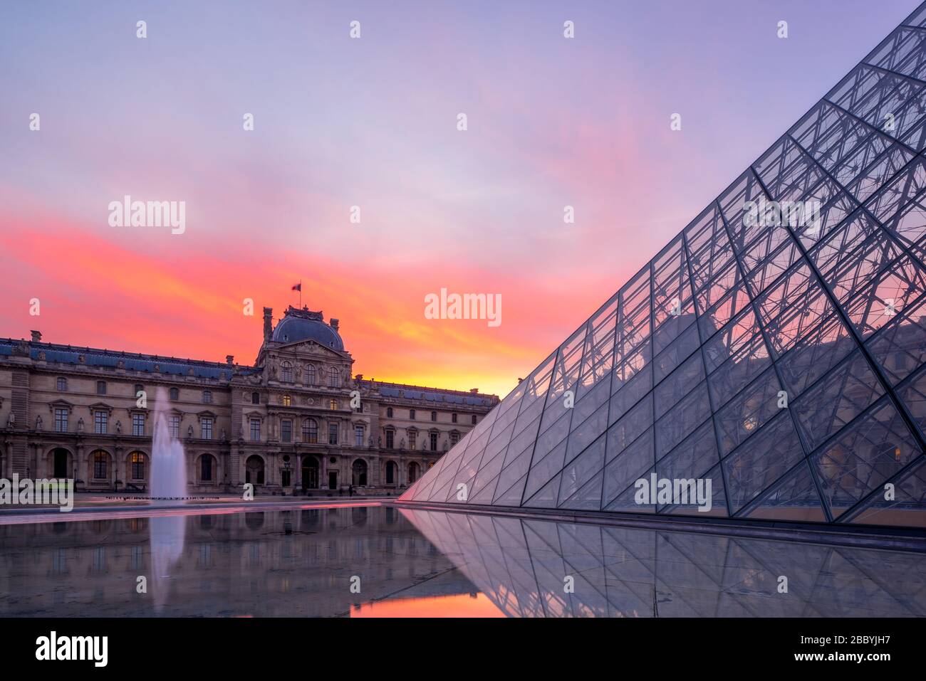 PARIS, FRANCE - MARCH 19, 2020: View of famous Louvre Museum with ...