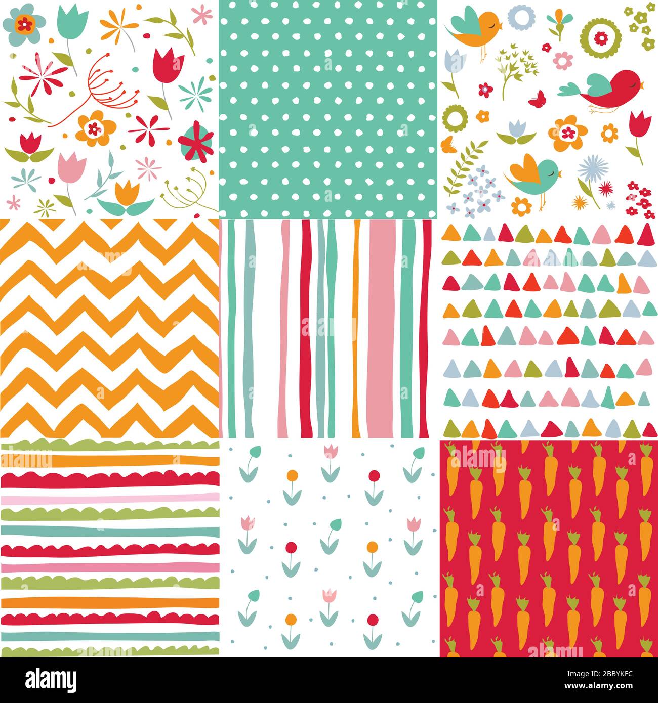 Spring, easter patterns. Vector seamless backgrounds Stock Vector Image ...