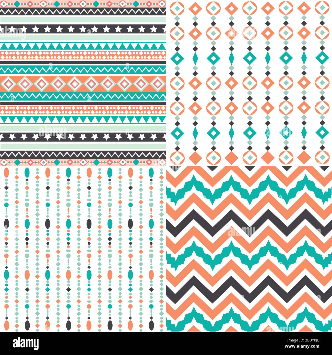 Set of four abstract seamless patterns in boho style Stock Vector Image ...