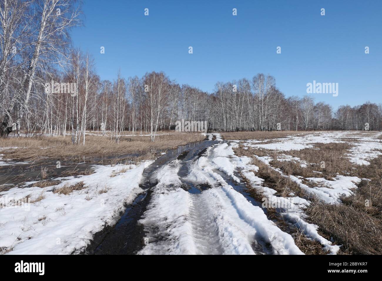 Spring dirty road Stock Photo - Alamy