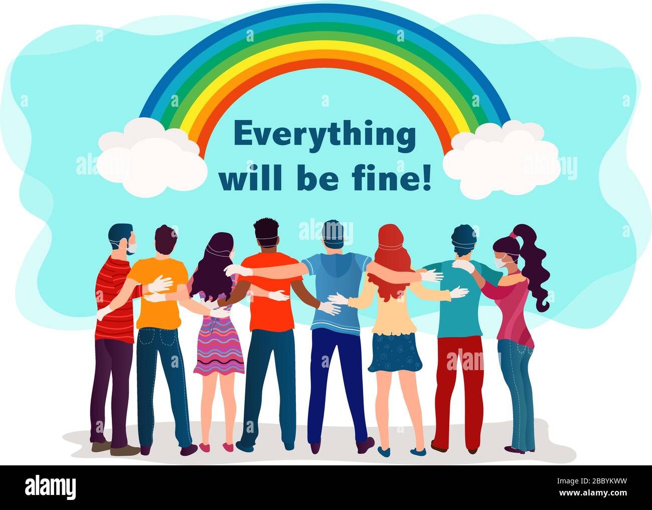 Social campaign slogan - Everything will be fine - Group isolated ...
