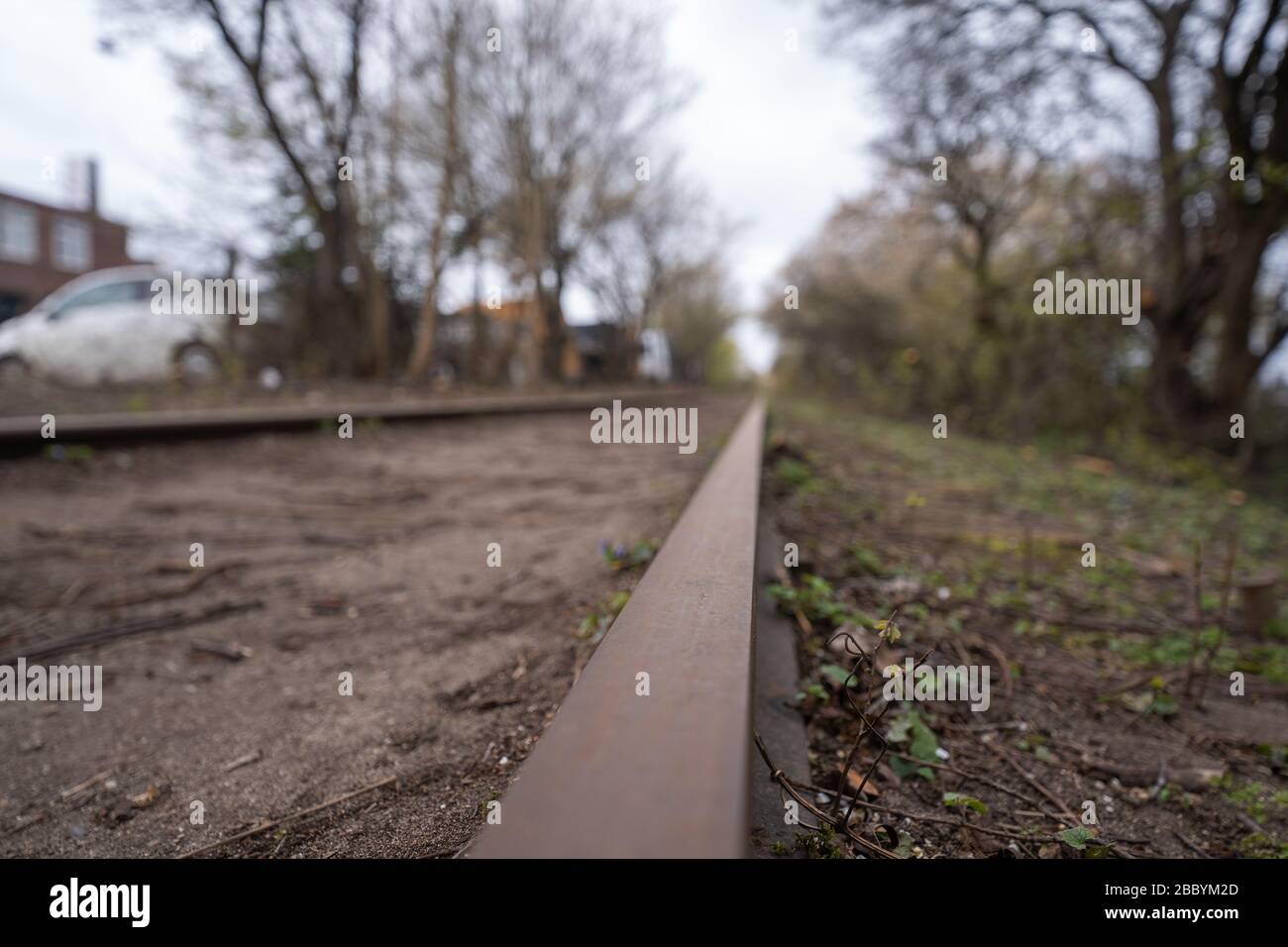 Train track in denmark. closeup rust on the tracks Stock Photo - Alamy