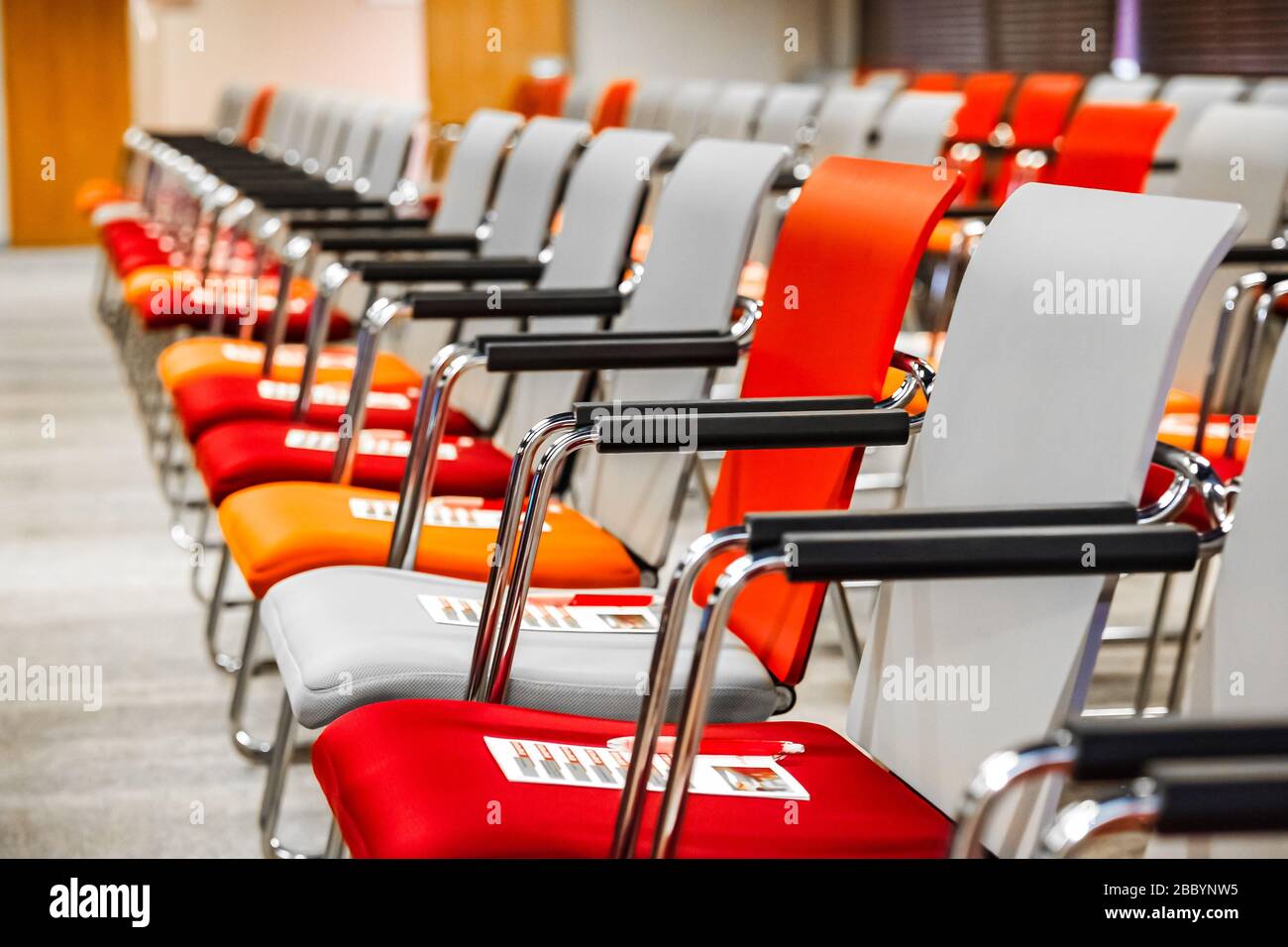 Rows of empty chairs in Conference hall for Corporate Convention or ...
