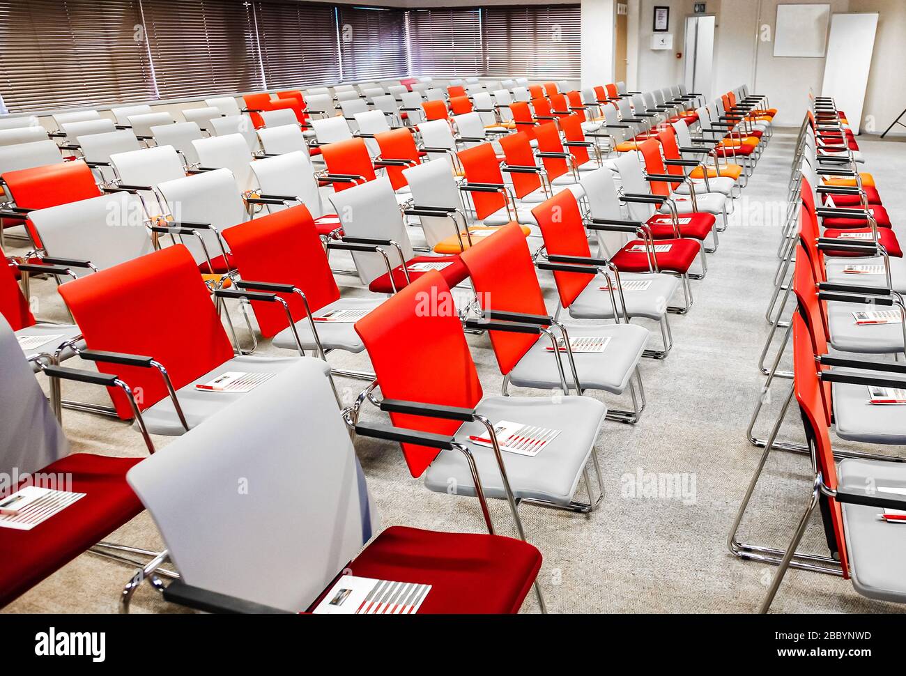 Rows of empty chairs in Conference hall for Corporate Convention or ...