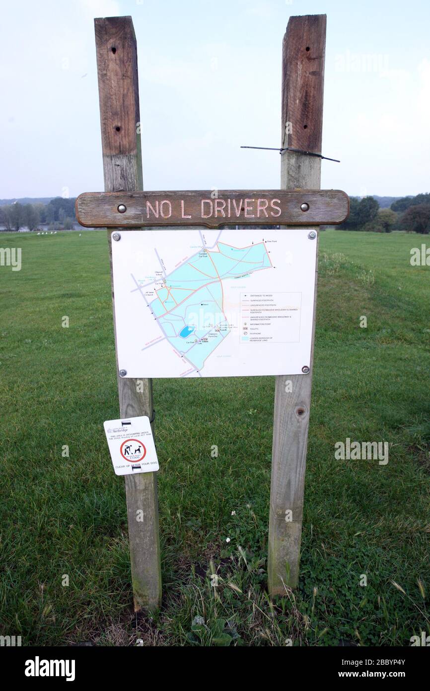 No L Drivers sign and map. Hainault Forest Country Park, Redbridge ...