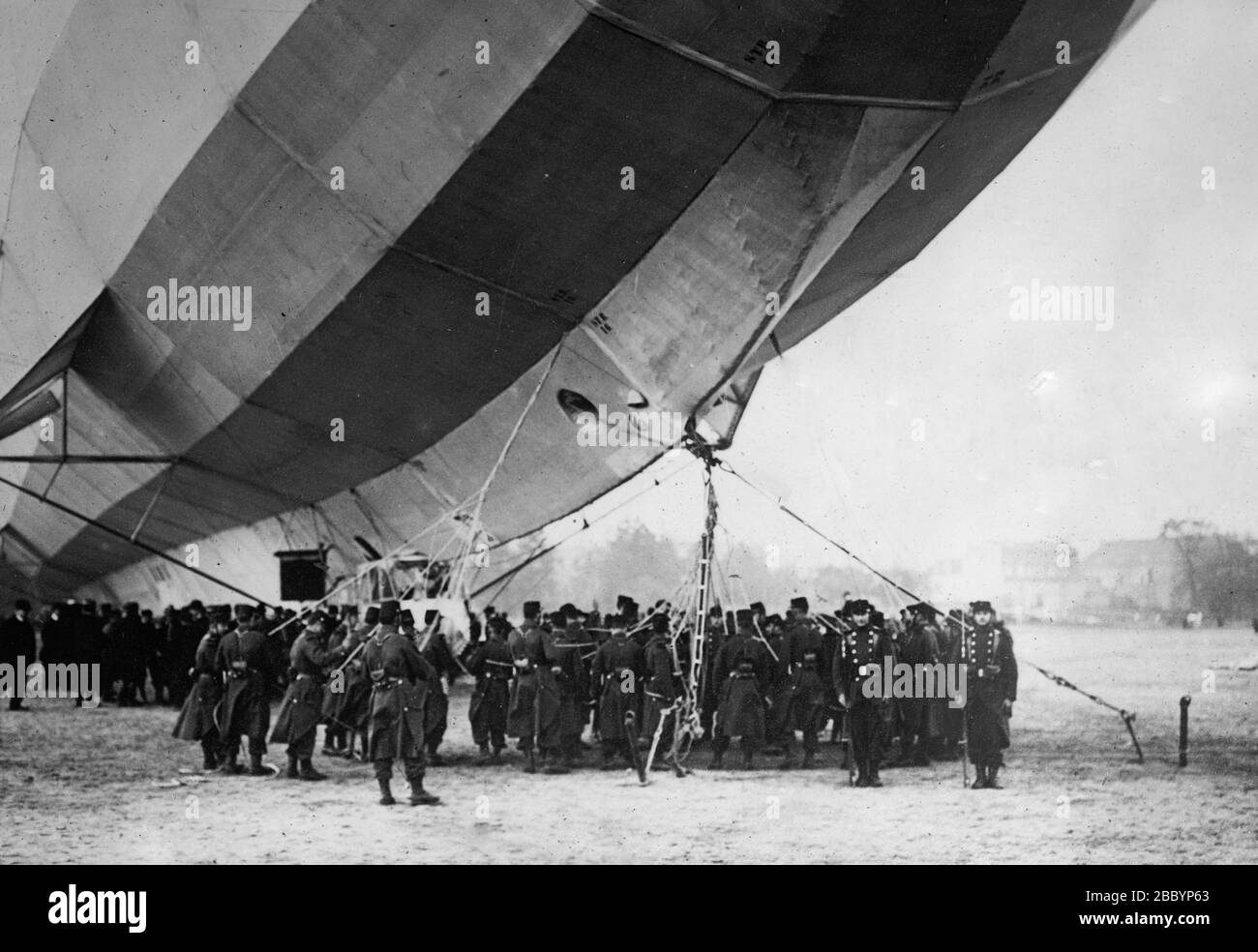 German war dirigible, Zeppelin, which landed on the parade ground of ...