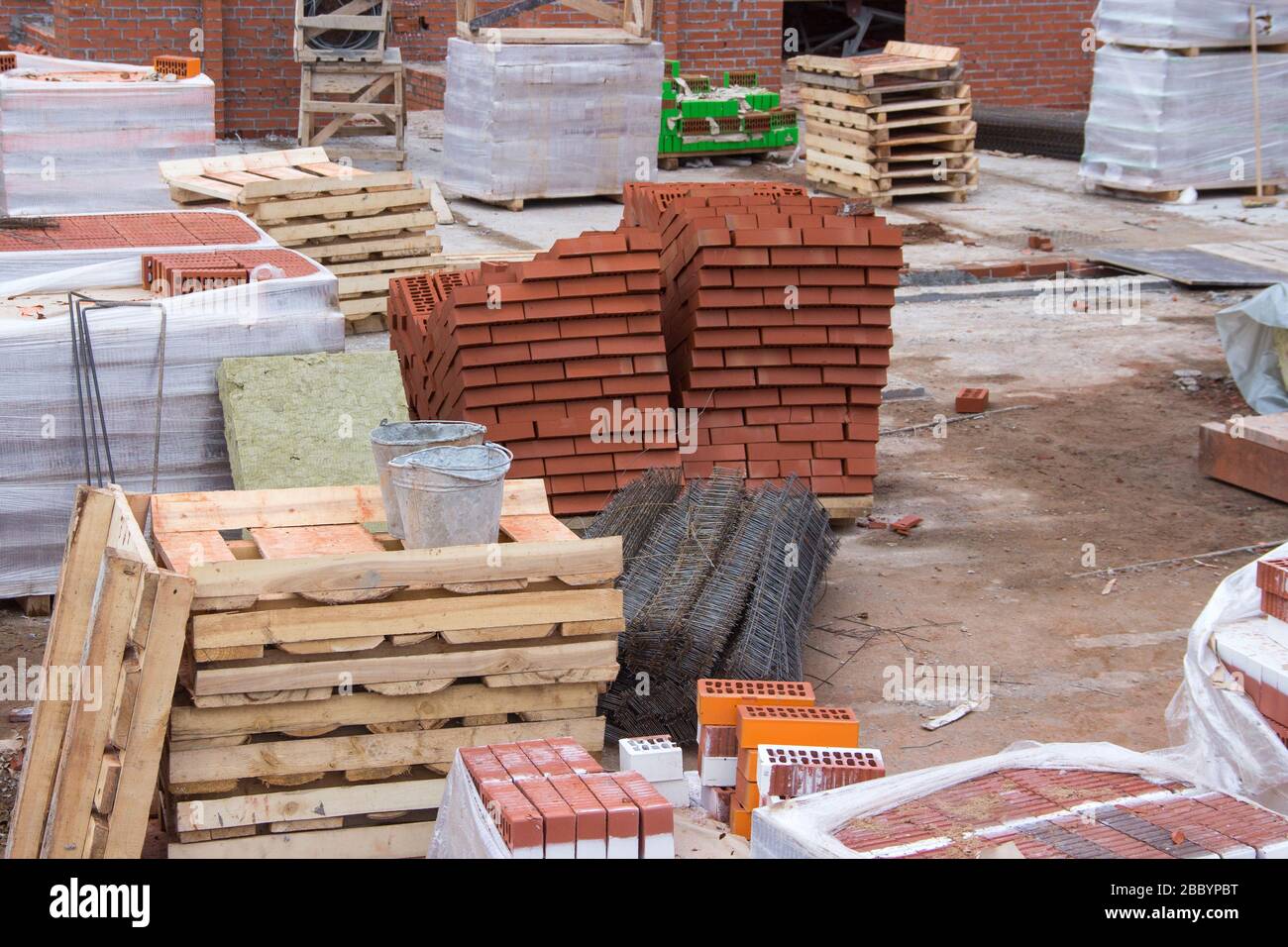 Work environment at a construction site. Materials for construction ...