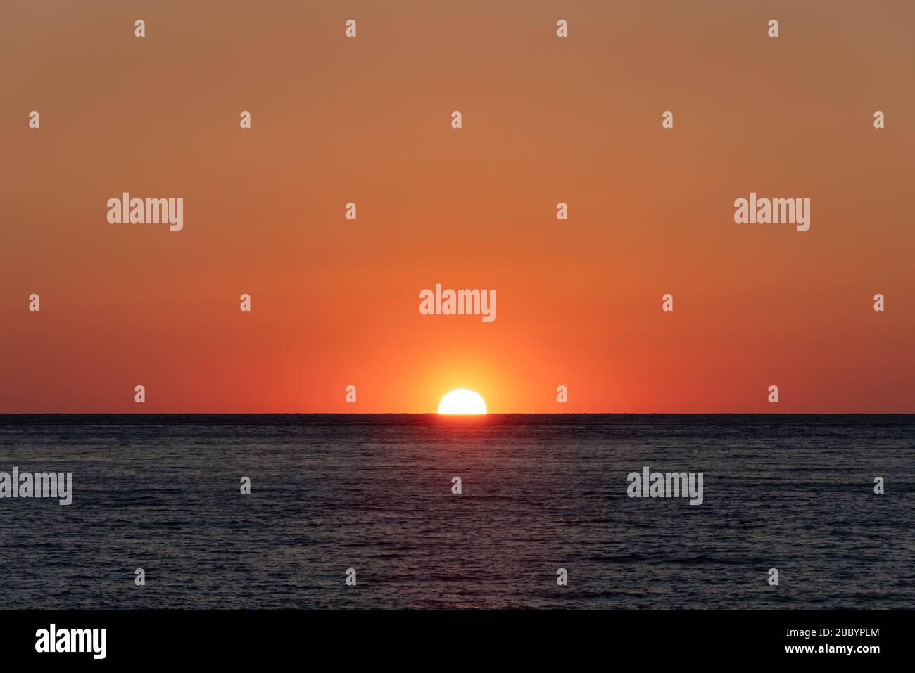 Mediterranean sea as the sun starts to rise and colour it golden ...