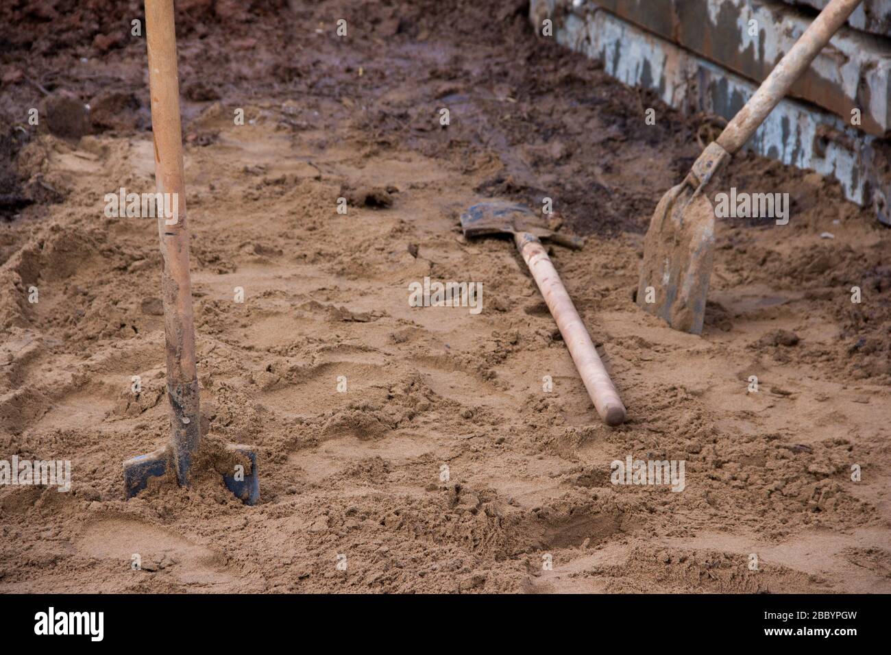 Hand building tool. Bayonet shovel. Construction tool Stock Photo - Alamy