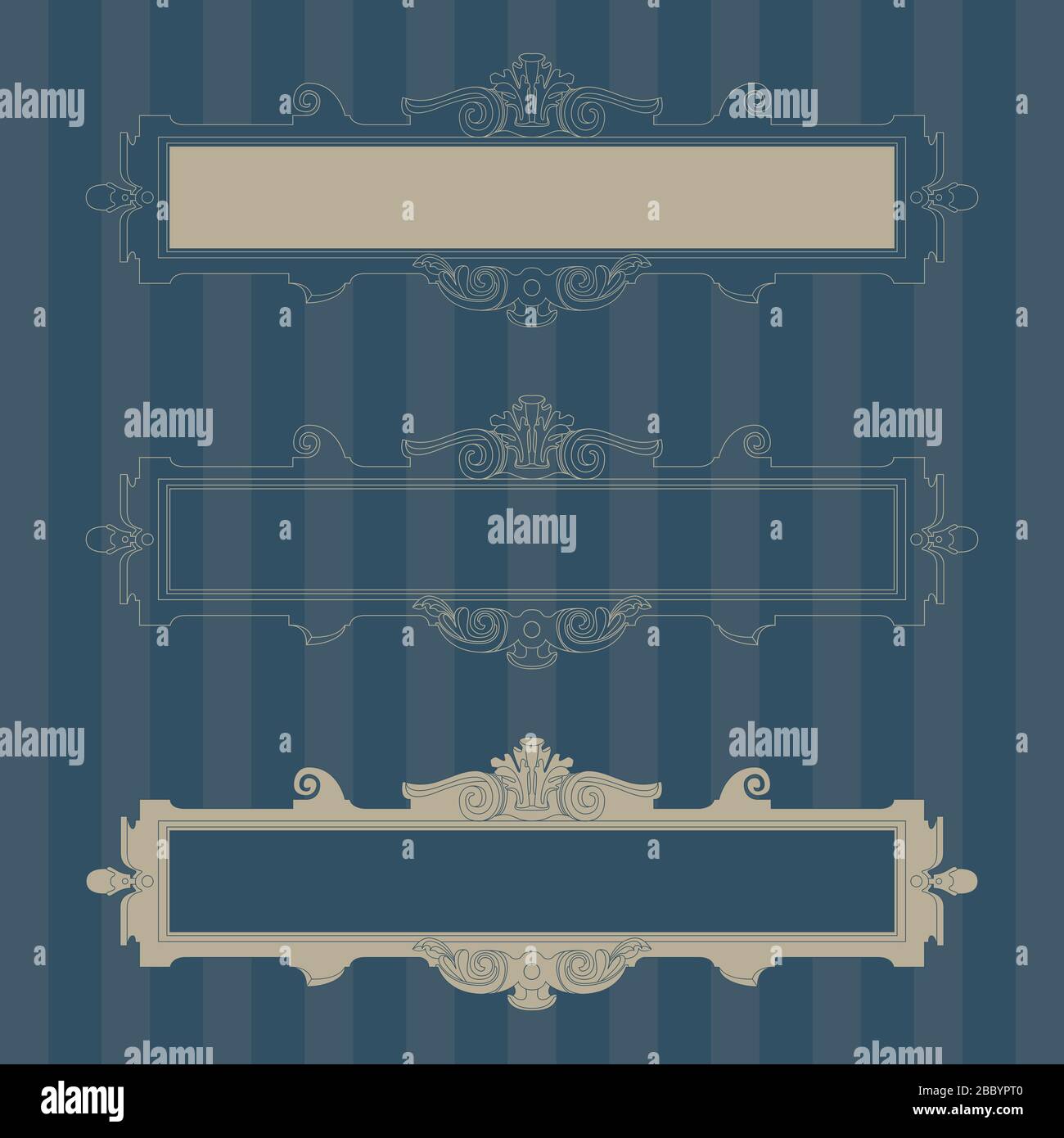Antique decorative frames. Horizontal blank for inscription Stock ...