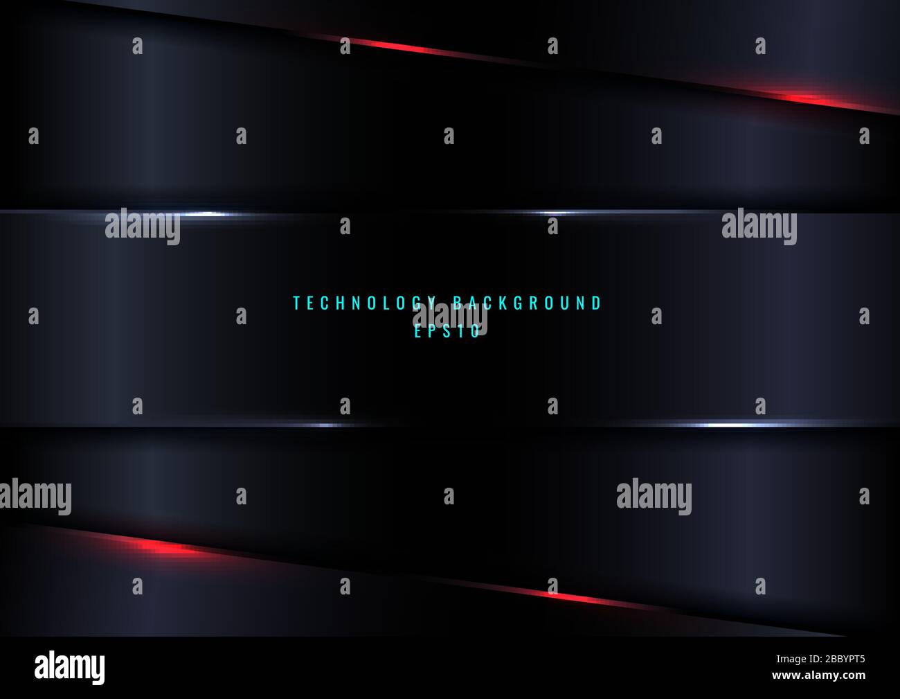 Abstract template dark blue geometric header with red lighting effect ...