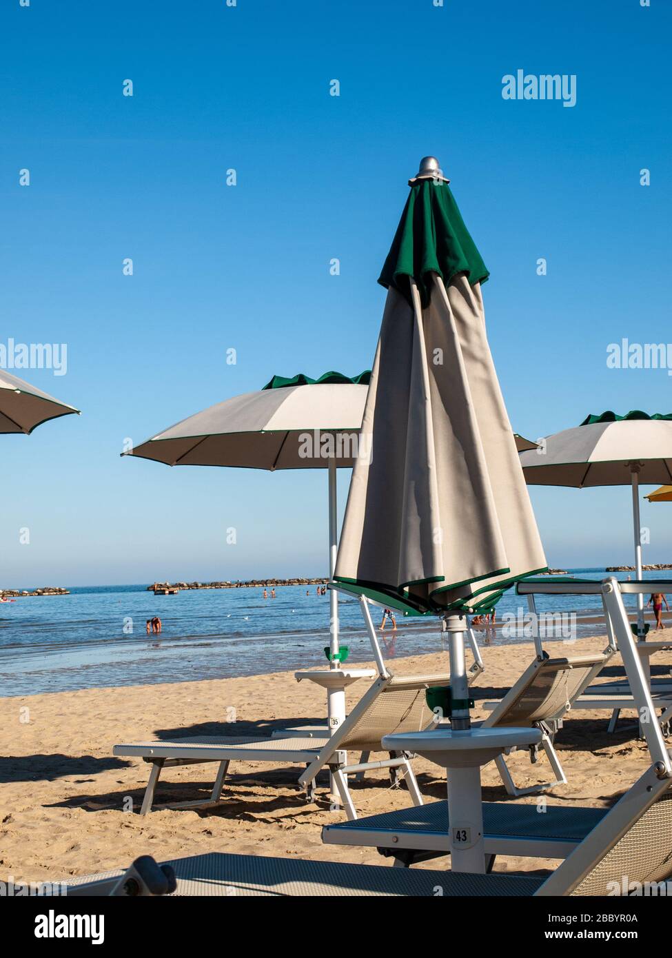 Cesenatico, Emilia Romagna, Italy - Sept 13 2019: People are resting on ...