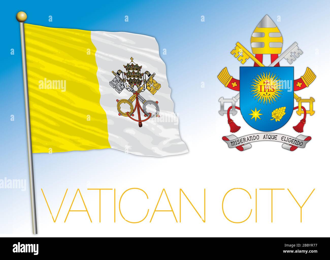Vatican Holy See official national flag and coat of arms, Rome, vector ...