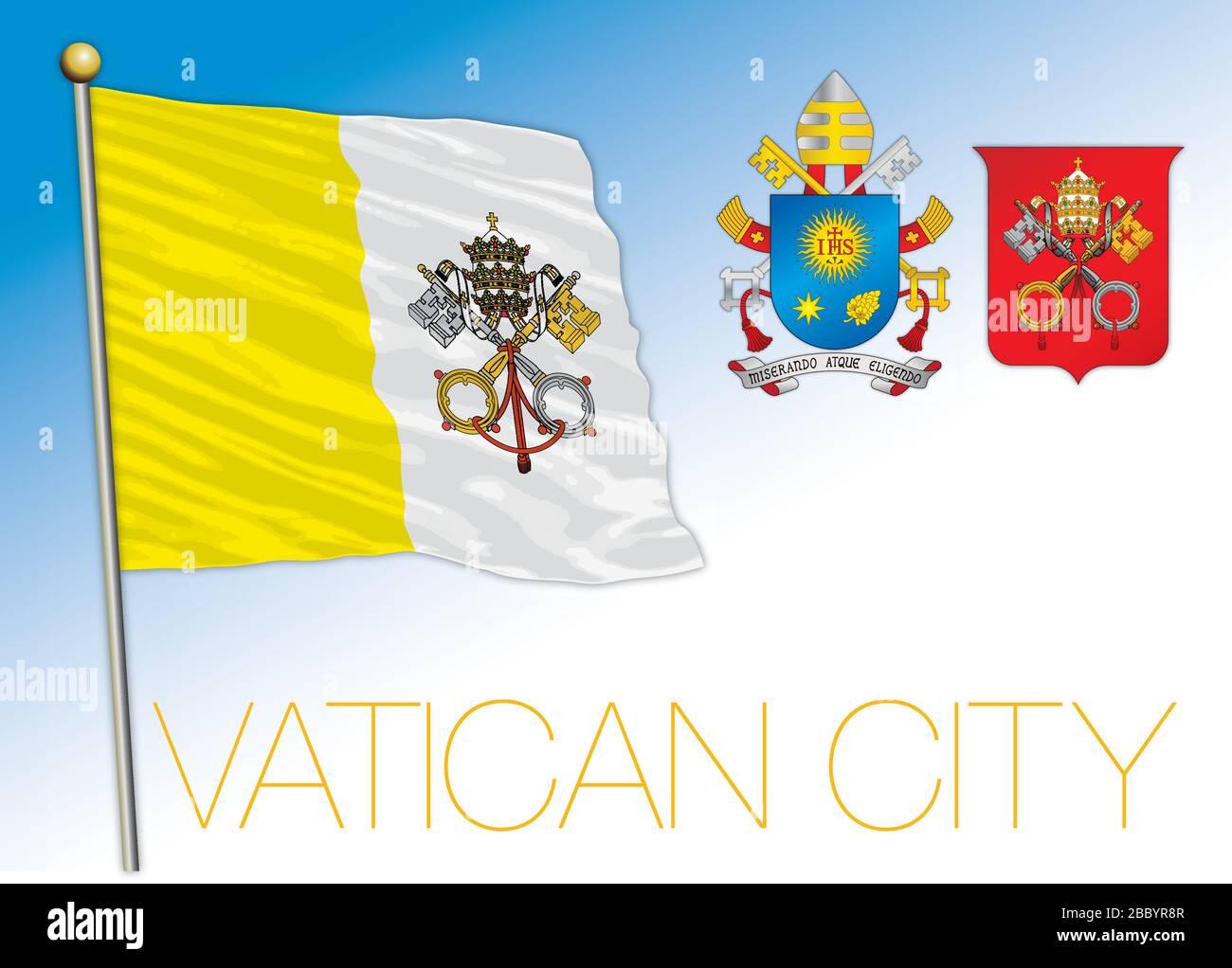 Vatican Holy See official national flag and coat of arms, Rome, vector ...