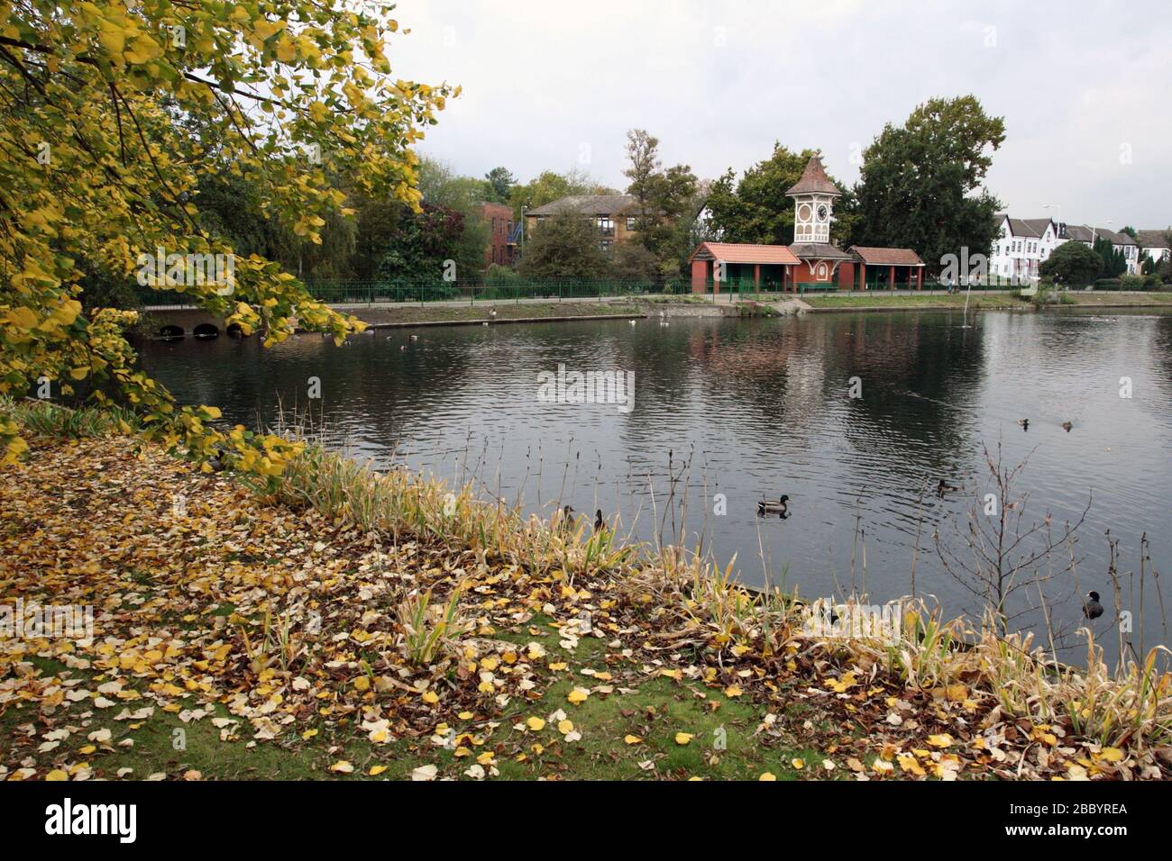 General view of the lake. Valentines Park, Ilford, London Borough of ...